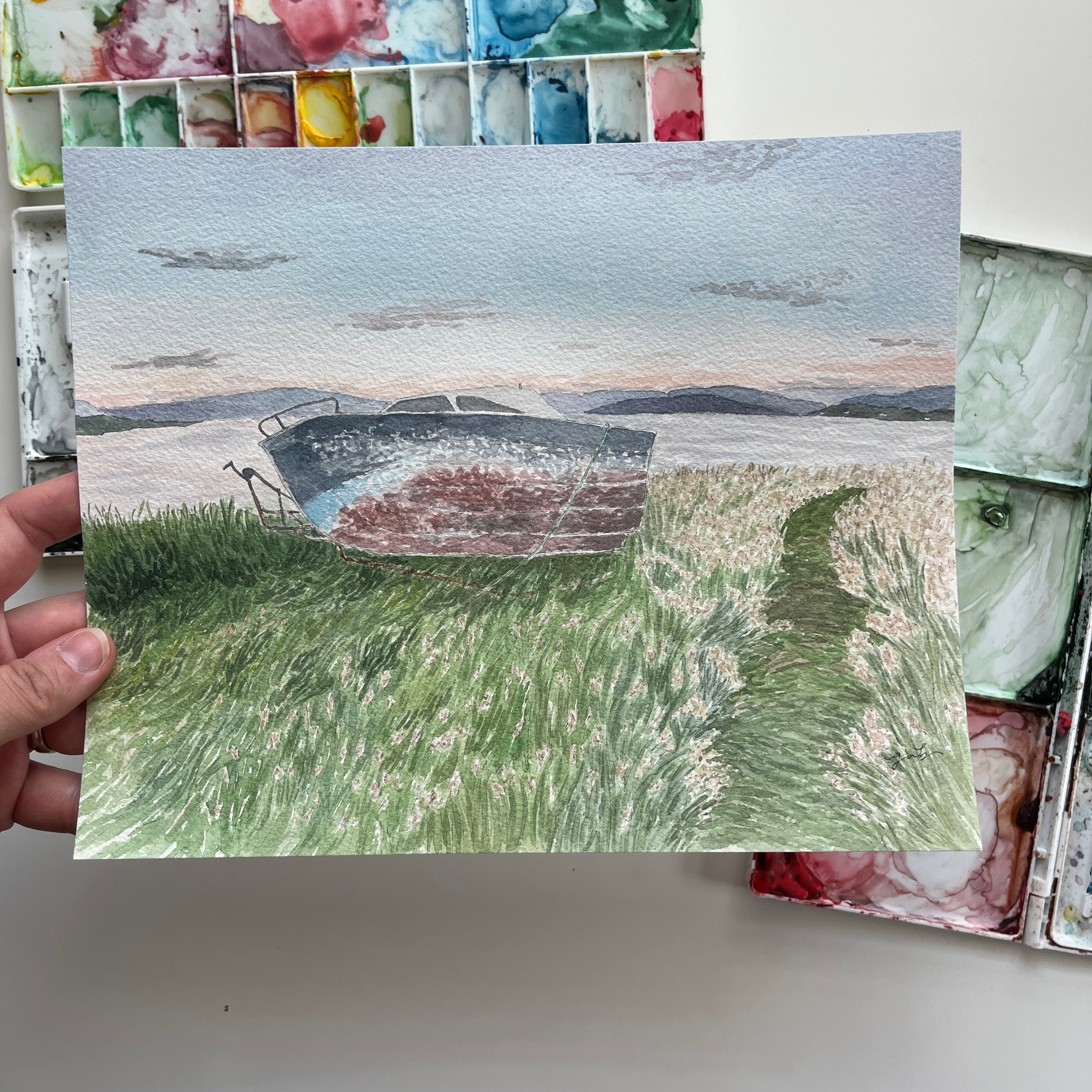 Broadford Boat 8x10 Painting – Grace Anne Byrd Designs