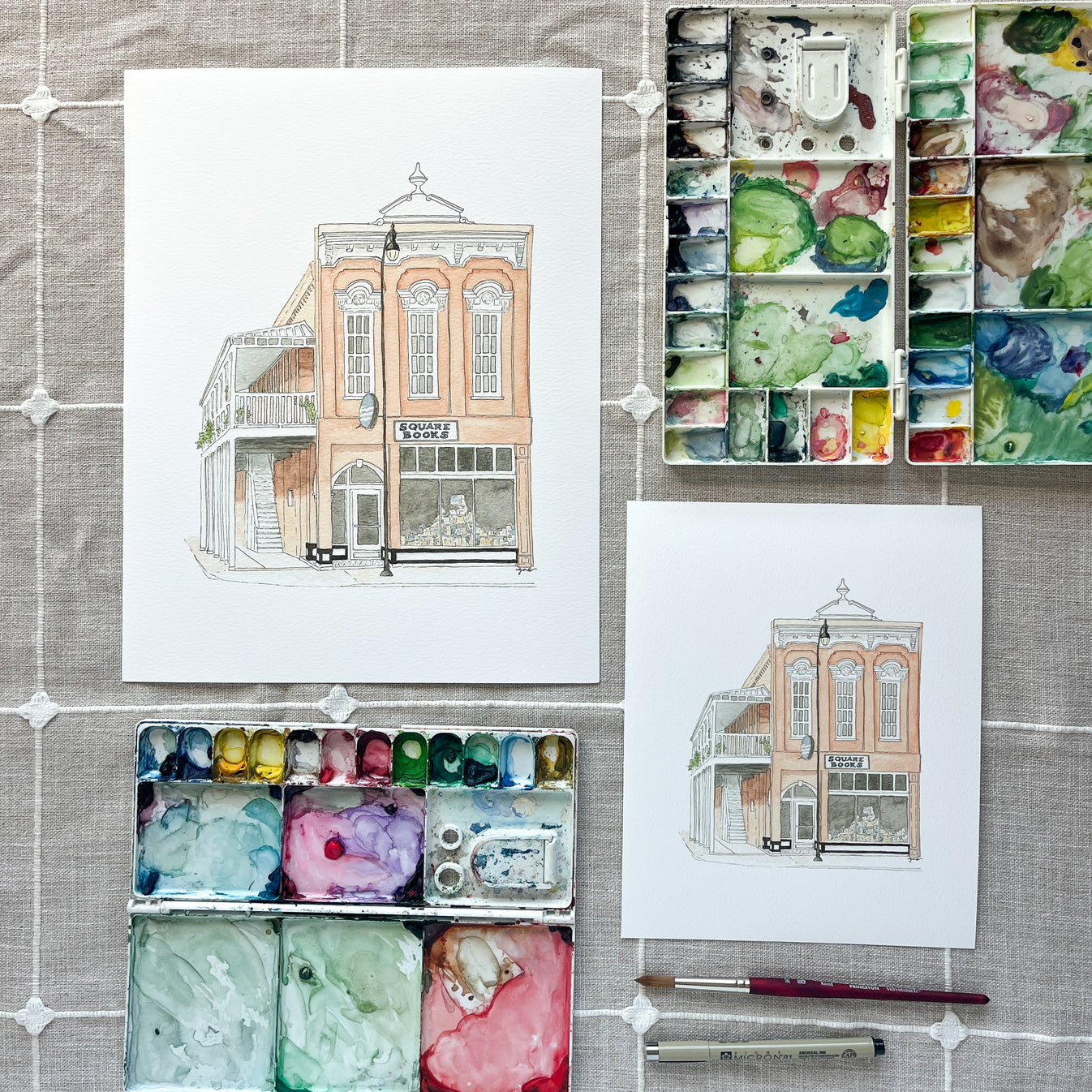 Square Books Oxford Watercolor Print – Grace Anne Byrd Designs
