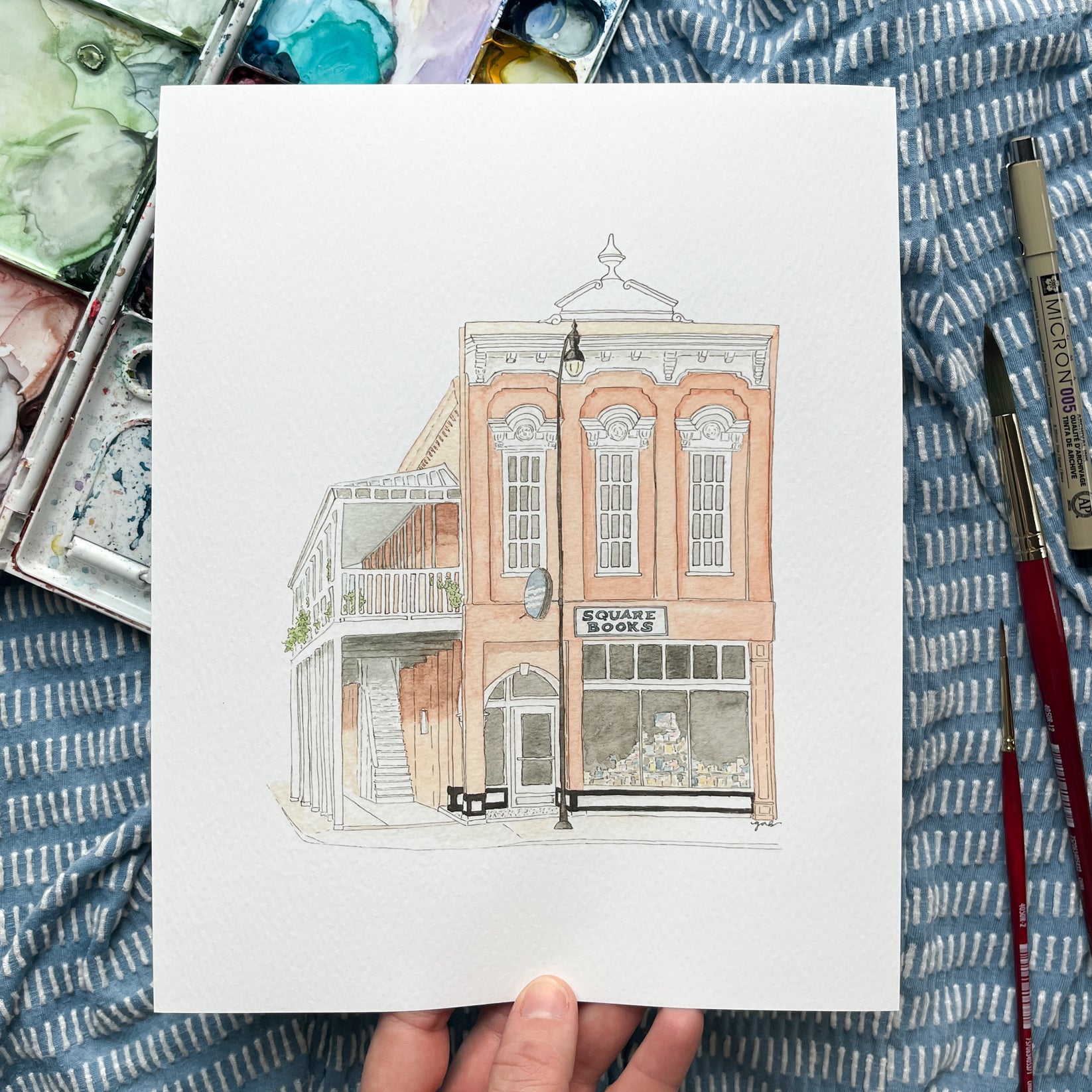 Square Books Oxford Watercolor Print – Grace Anne Byrd Designs
