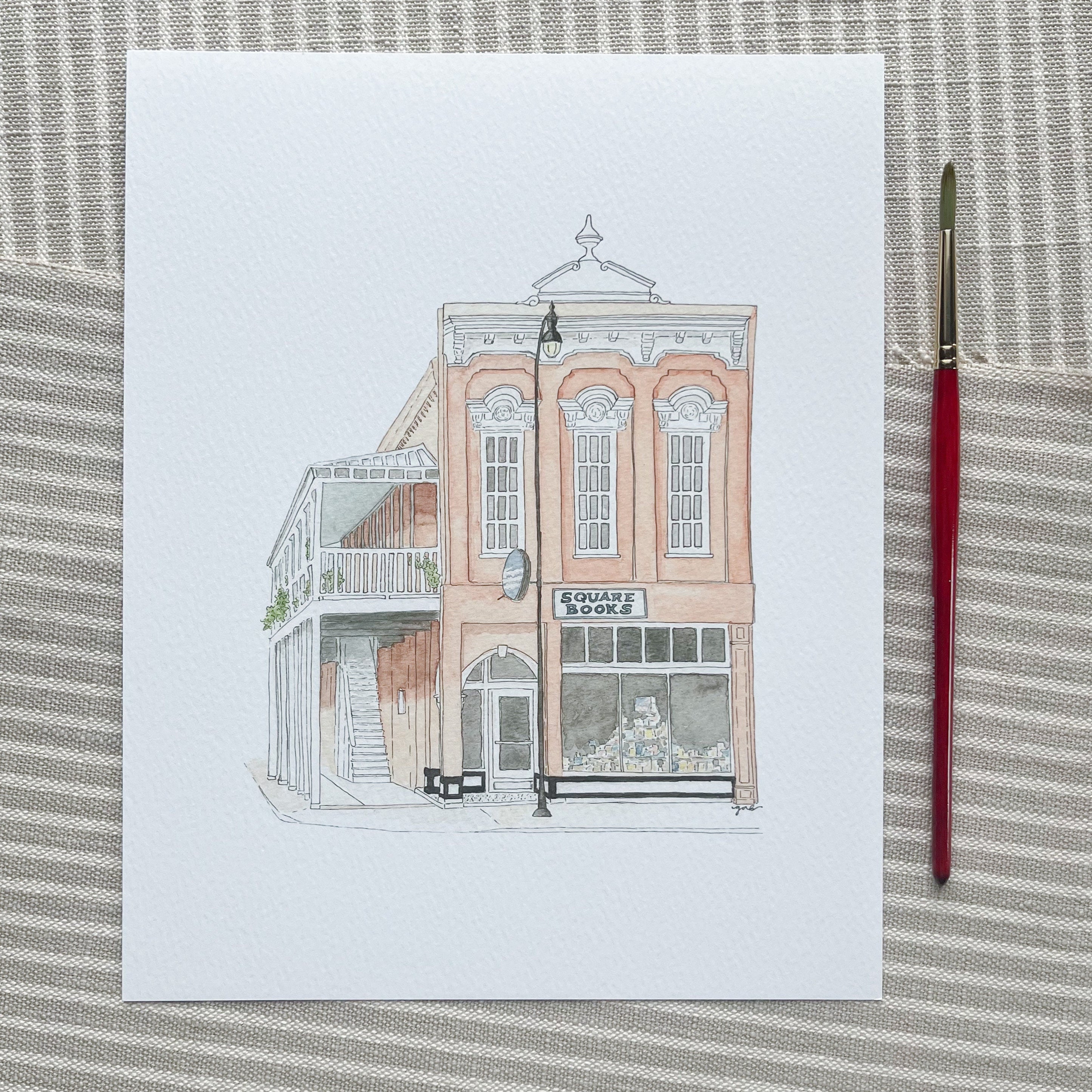 Square Books Oxford Watercolor Print – Grace Anne Byrd Designs