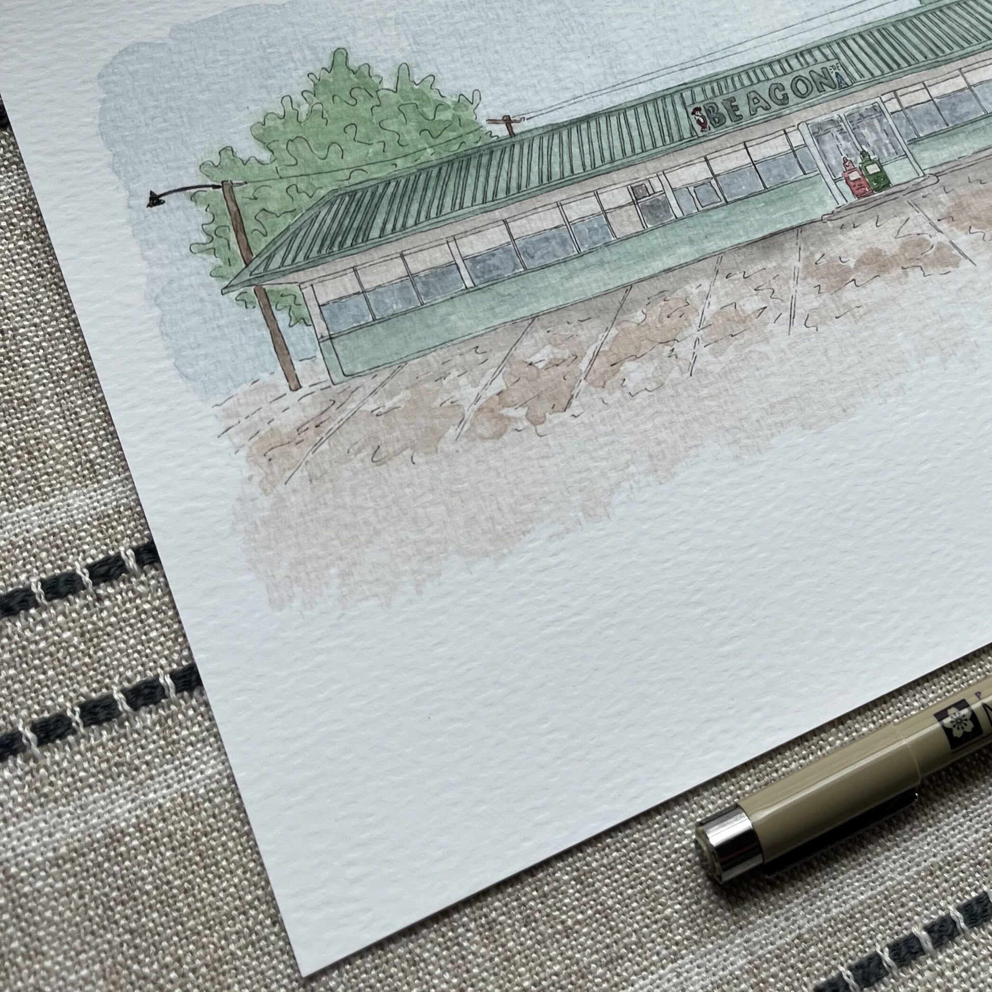 The Beacon Oxford Watercolor Print – Grace Anne Byrd Designs