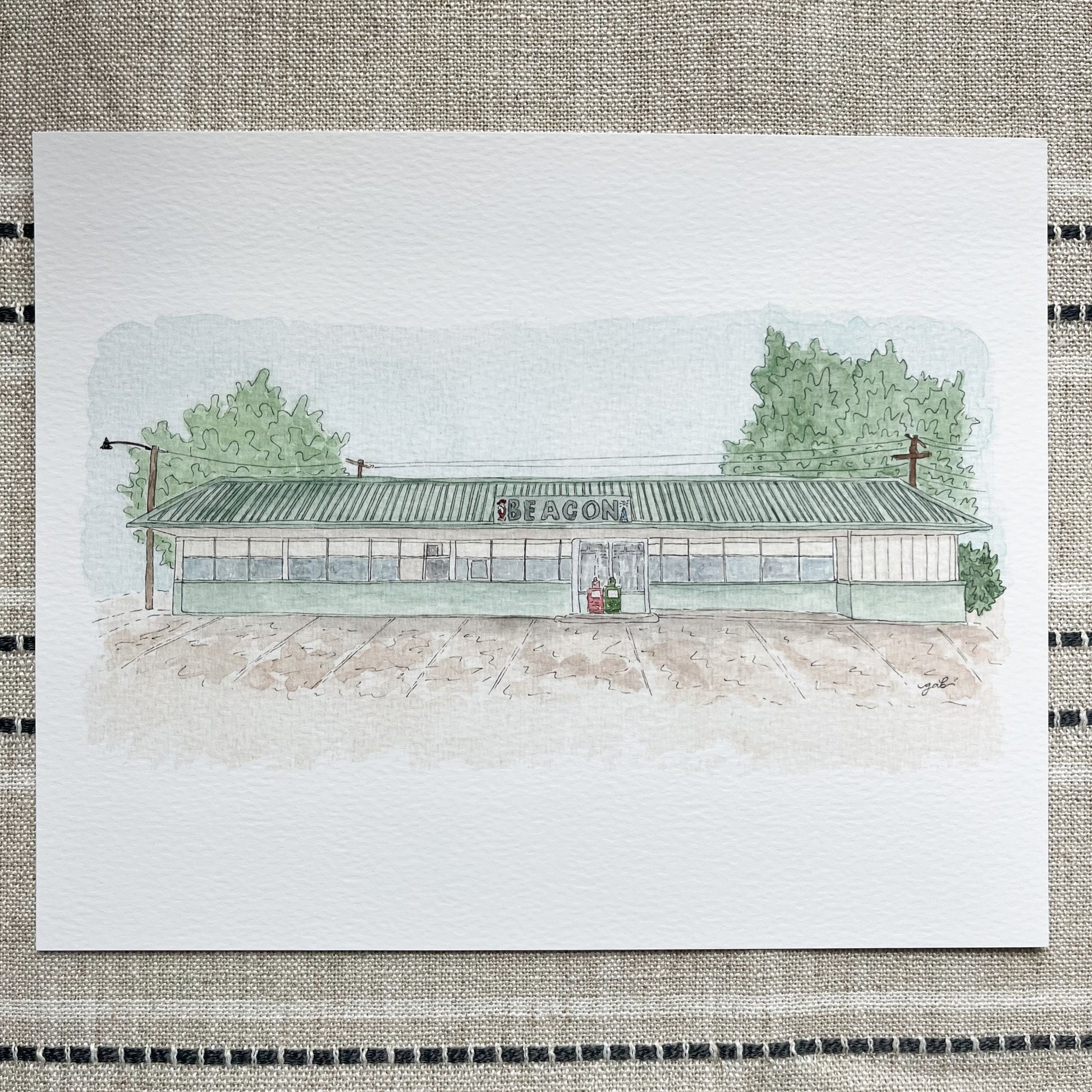 The Beacon Oxford Watercolor Print – Grace Anne Byrd Designs